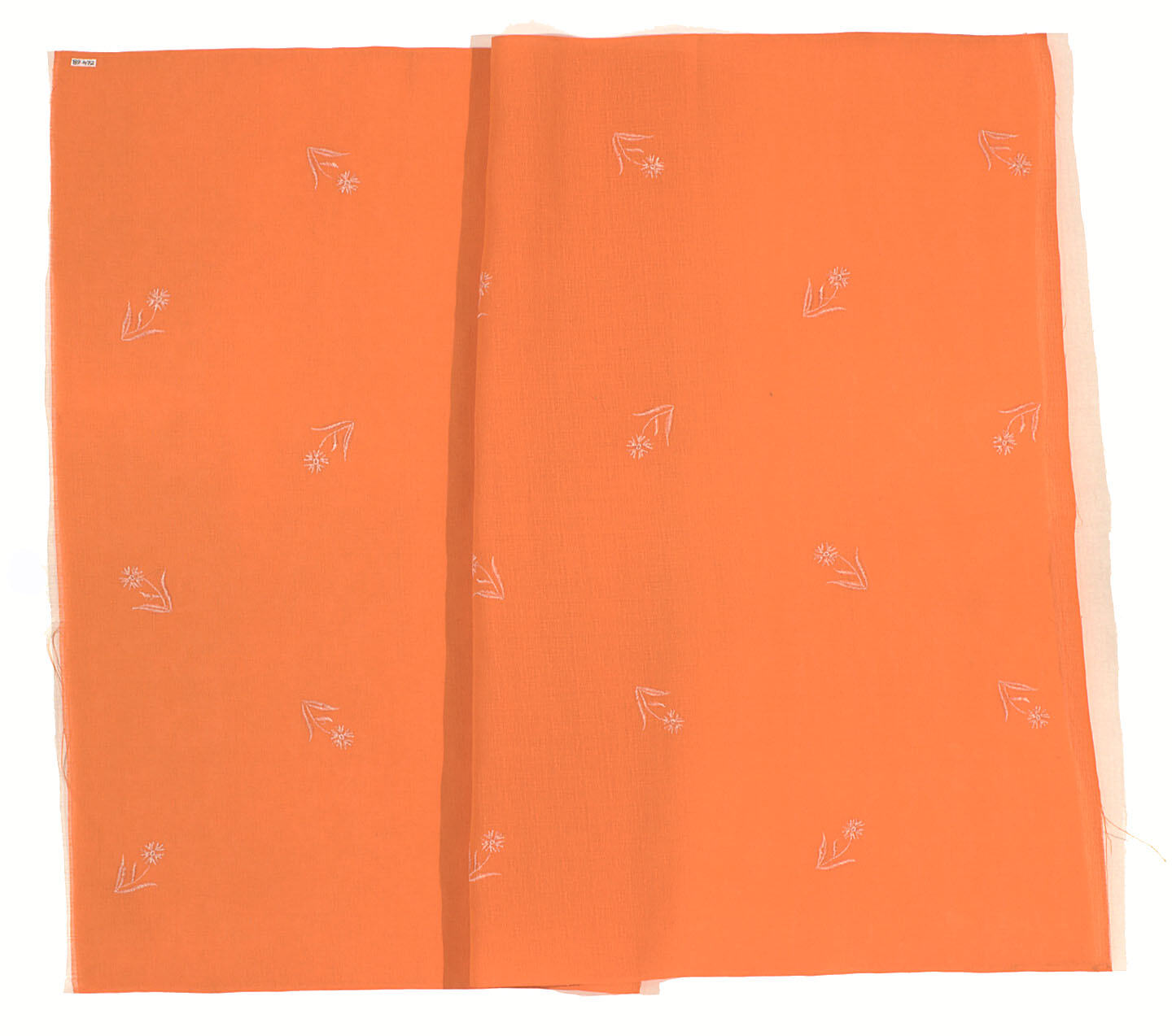 Fabric Remnant - Cotton, Orange, circa 1960-1965
