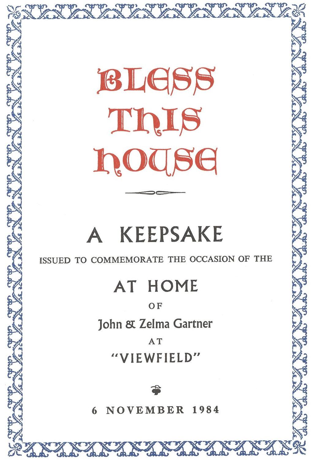 Leaflet - 'Keepsake', Opening of Viewfield, Mt Macedon, Victoria, 6 Nov ...