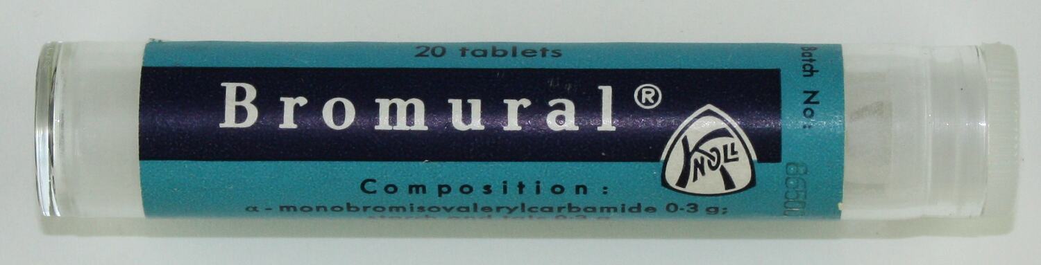 Bottle - Drug, Bromural (Bromoisovalerylcarbamide), Knoll A.G. Chemical ...