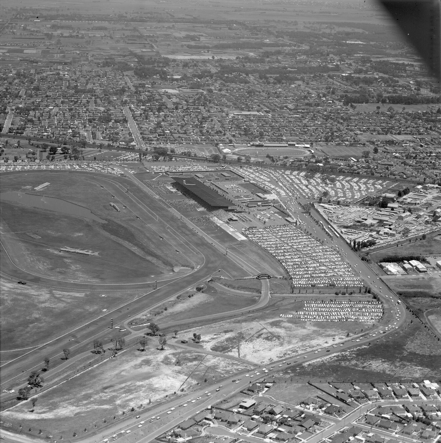 Negative - Aerial View of Sandown Racecourse & Surrounding Suburb ...