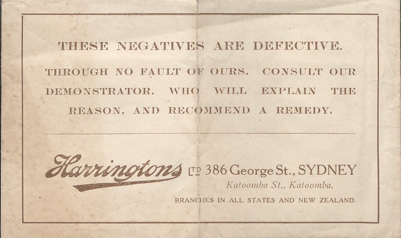 Envelope - Harrington's Pty Ltd, Defective Negatives, New South Wales ...