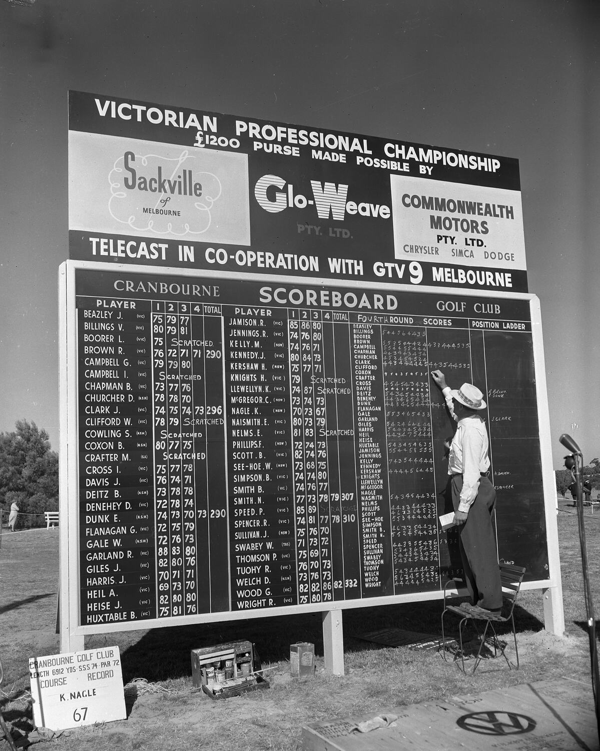 Negative - Golf Competition Scoreboard, Cranbourne, Victoria, 05 Mar 1960