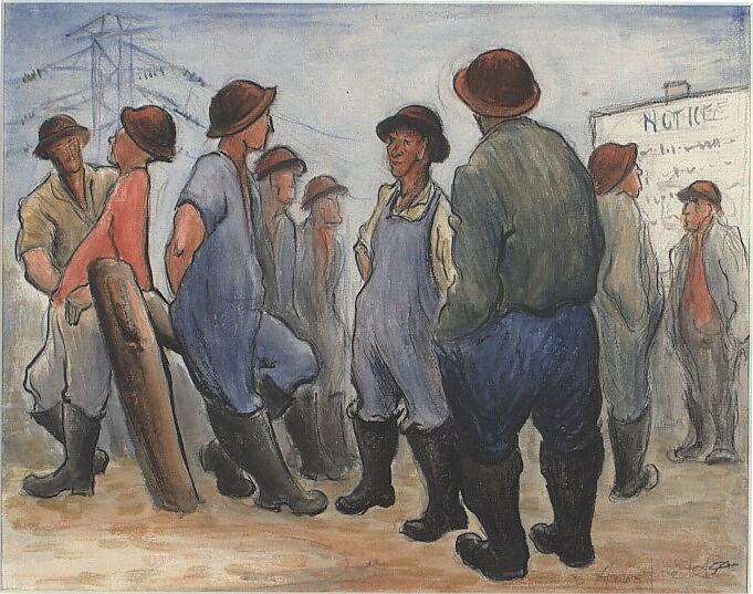 Drawing - David Armfield, 'Tunnellers Waiting Shift', Kiewa, Victoria ...