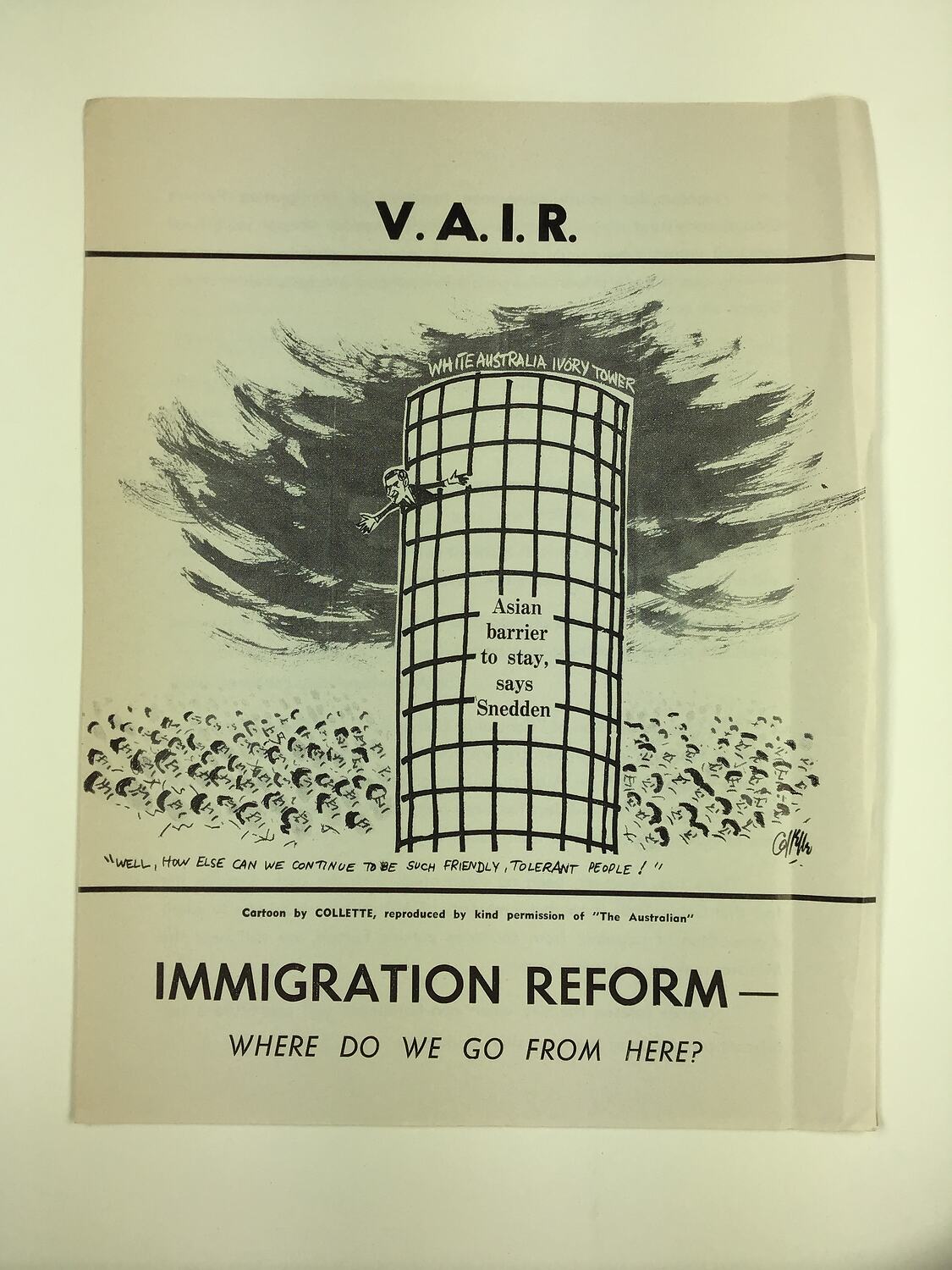 Pamphlet - 'Immigration Reform - Where Do We Go From Here?', Victorian ...