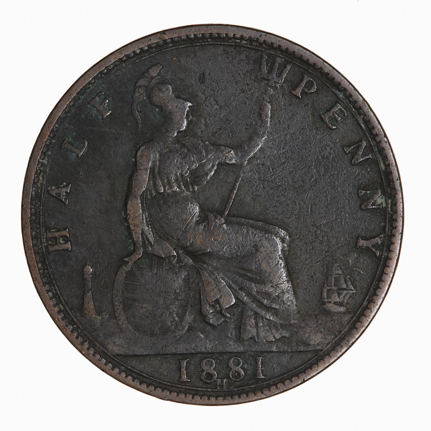 Coin - Halfpenny, Queen Victoria, Great Britain, 1881