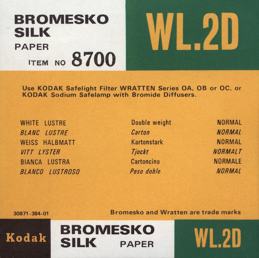 Label - Kodak, 'Bromesko Silk Paper WL.2D', circa 1960 - 1990