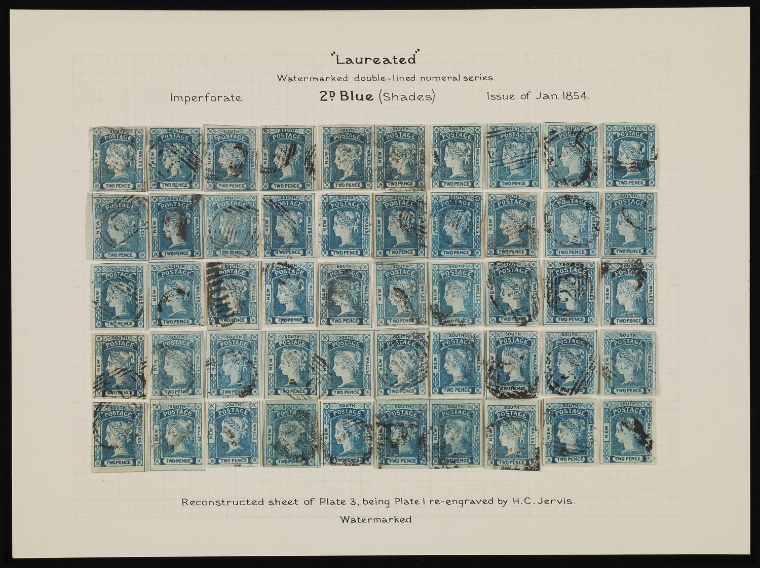 Stamps - Laureate Queen Victoria, 2 Pence, New South Wales, January 1854